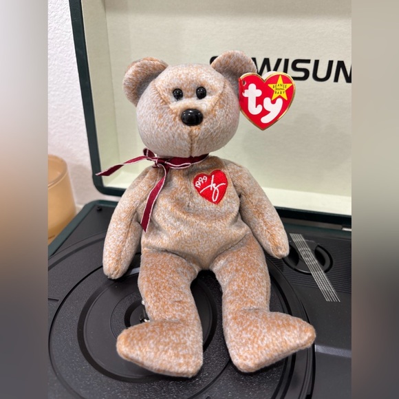 Ty | Toys | Ty Beanie Babies Tan Teddy Bear With Red Heart | Poshmark